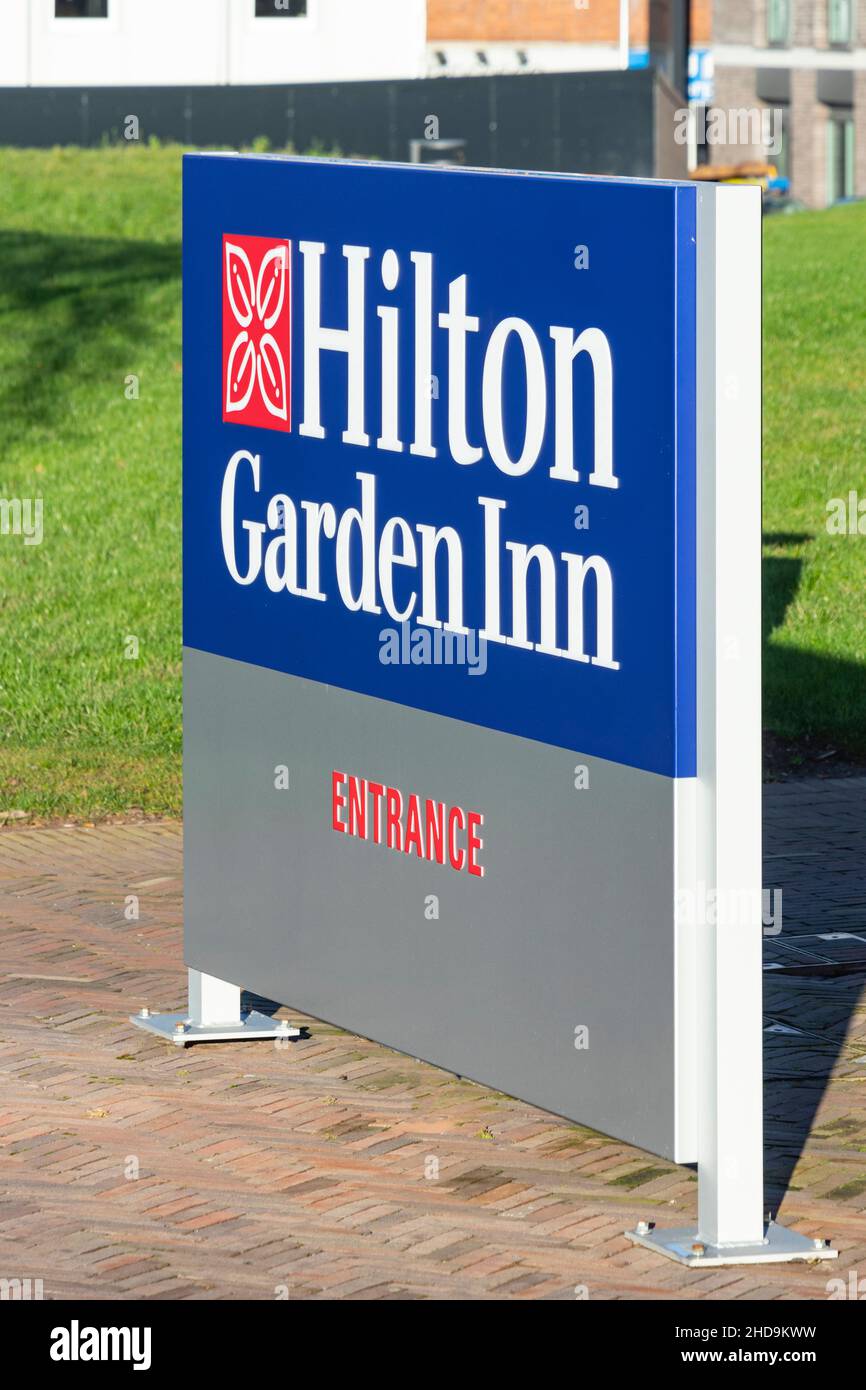 sign for the new Hilton Garden Inn Hotel in Hanley, Stoke on Trent ...