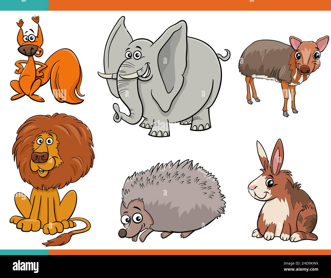 Cartoon illustration of funny wild animals comic characters set Stock ...