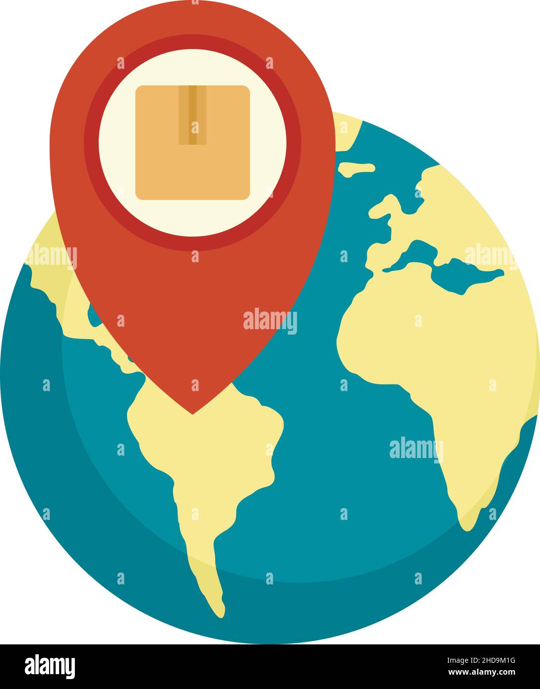 Global parcel tracking icon. Flat illustration of Global parcel ...