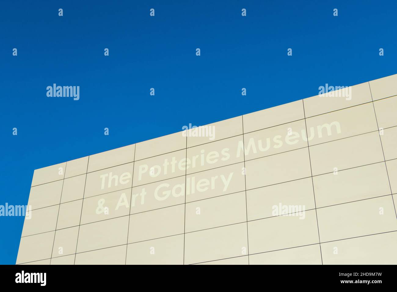 sign on side of the new extension to the Potteries Museum and art ...