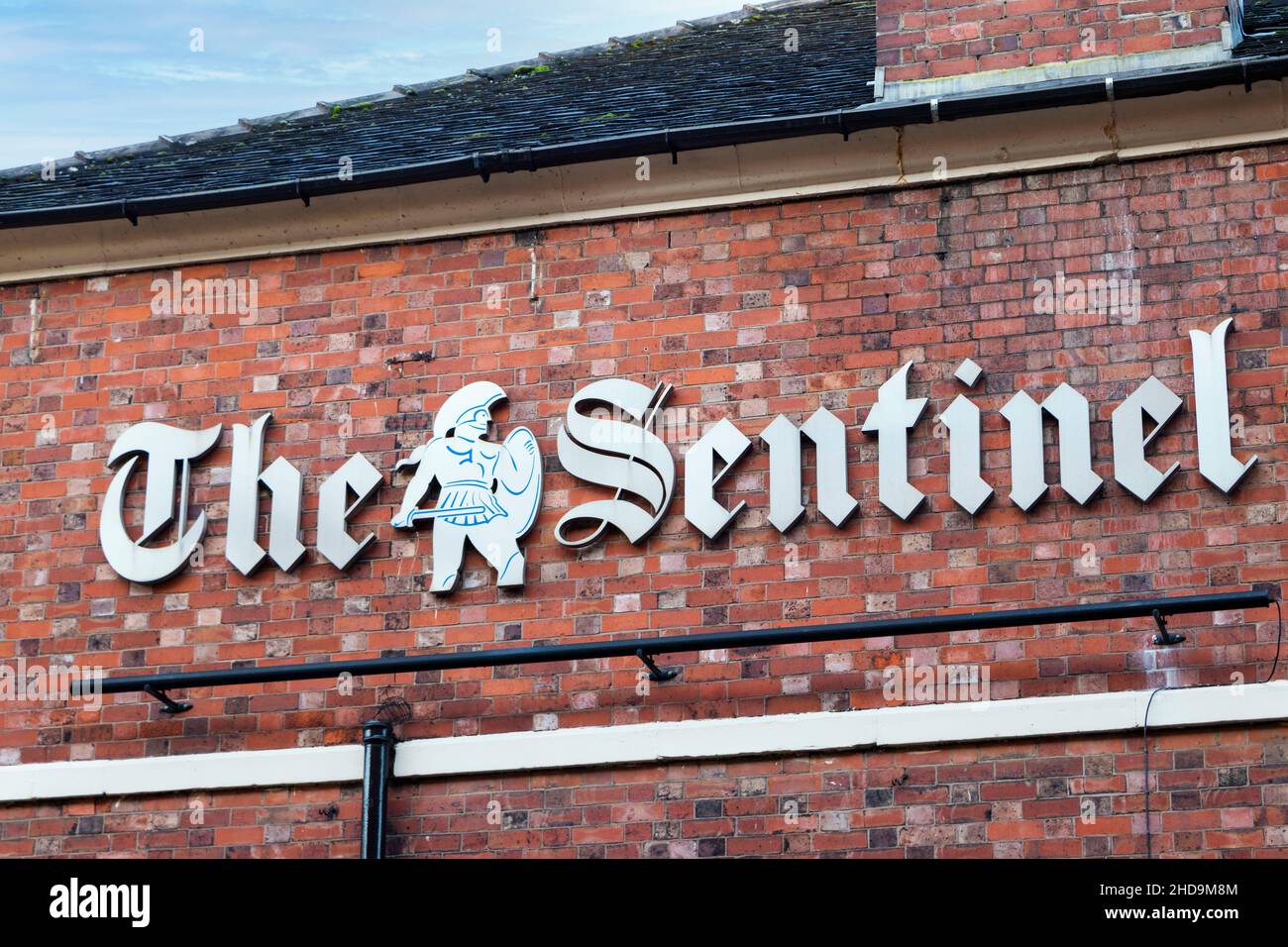 sign on headquarters building for The Sentinel local newspaper in Stoke ...