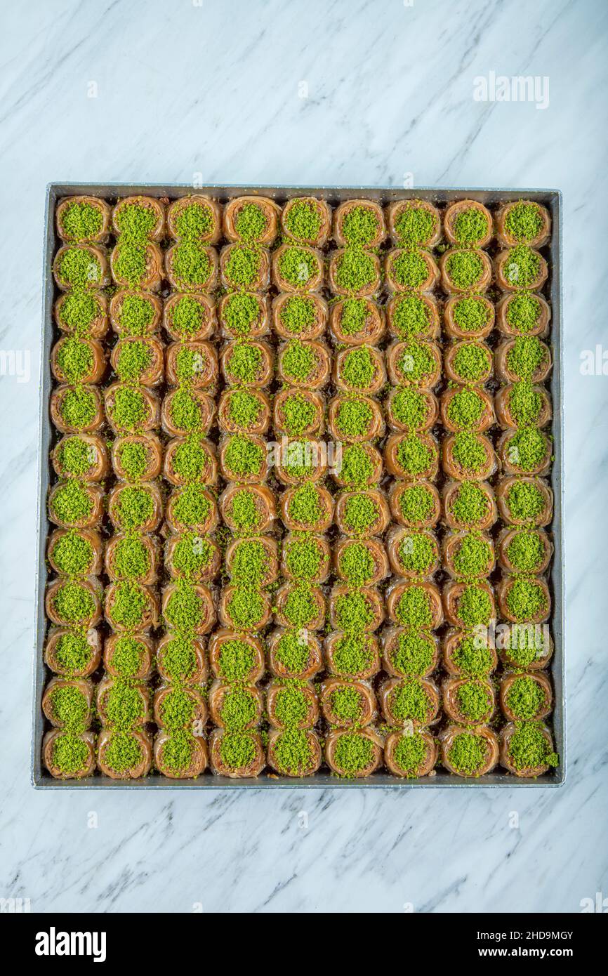 Turkish traditional dessert baklava, saray sarmasi, baklava, osmanli ...