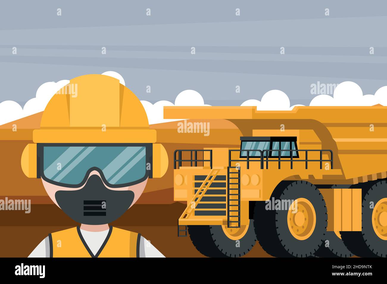 mining engineer with heavy machinery mining truck working Stock Vector ...