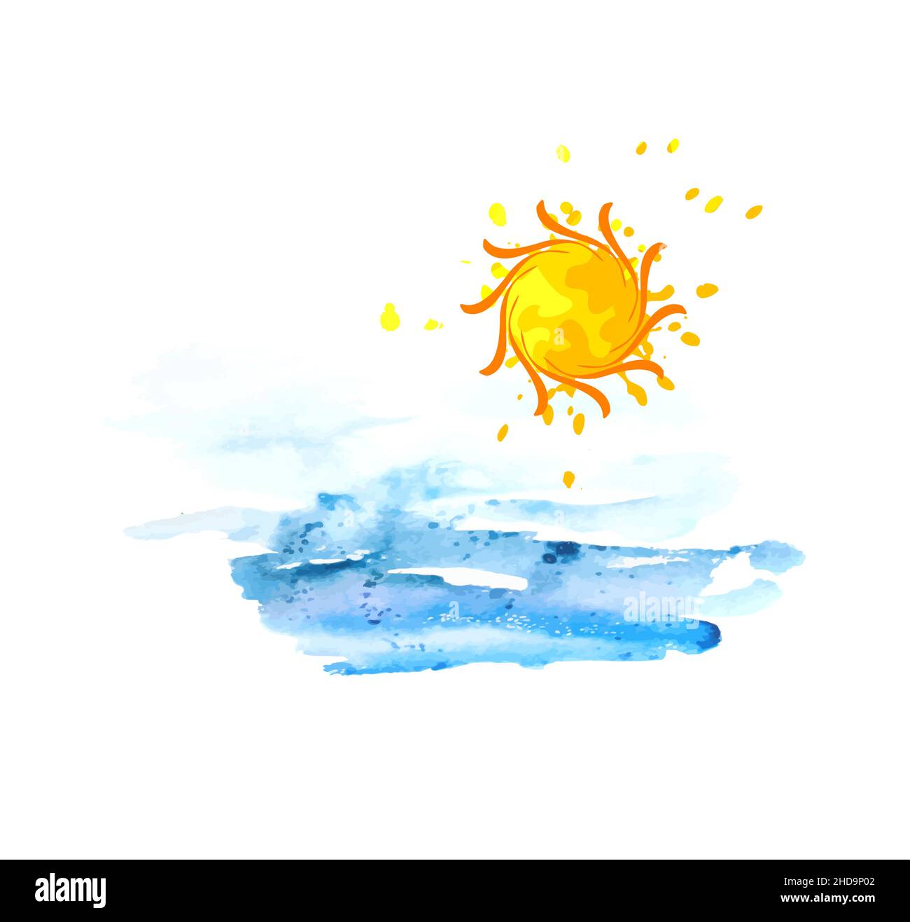 Sun and sea watercolor. Vector illustration Stock Vector Image & Art ...