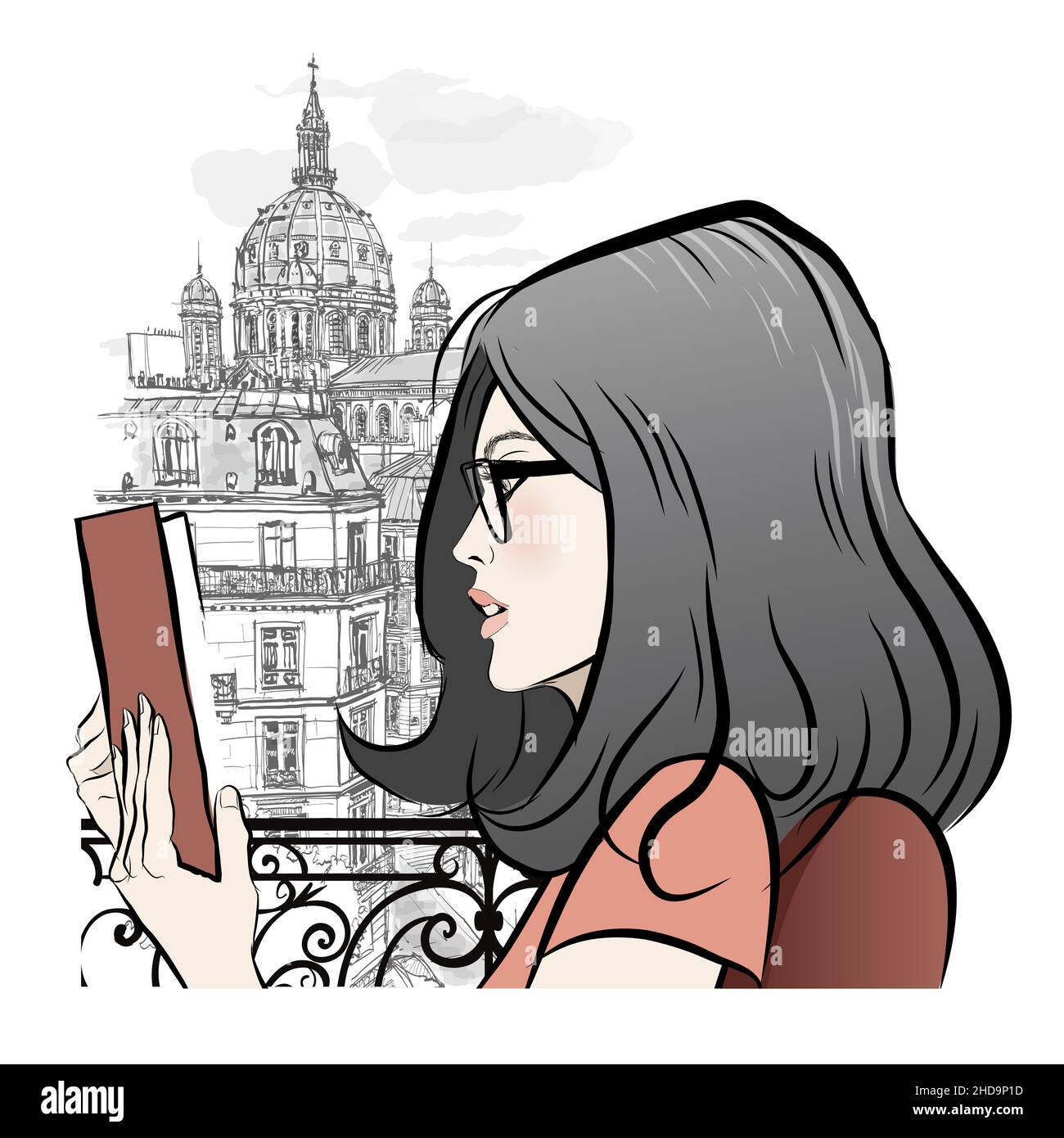 Woman reading painting Stock Vector Images - Alamy