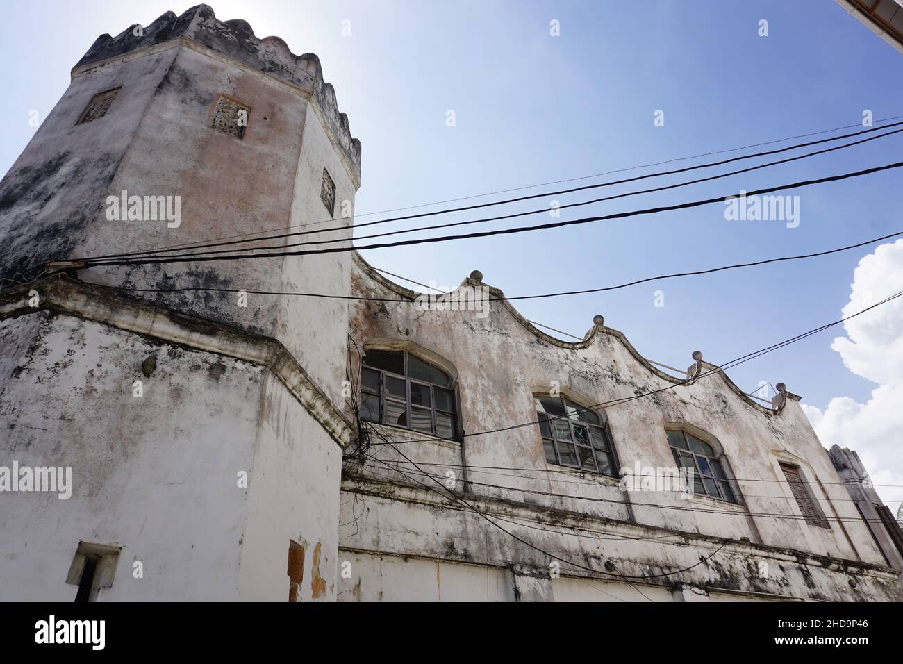 Typical building in Stone Town, Zanzibar in the style of a little fort ...
