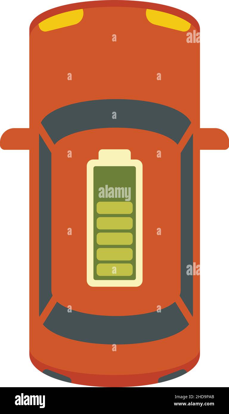 Top view electric car icon. Flat illustration of Top view electric car ...