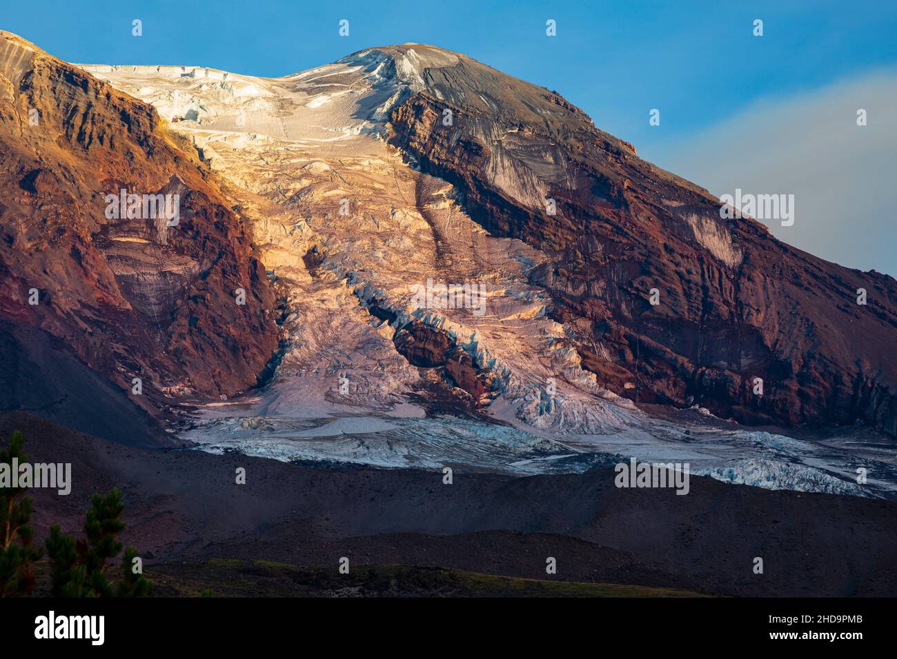WA19983-00...WASHINGTON - Sunset touching upper Adams Glacier and the ...