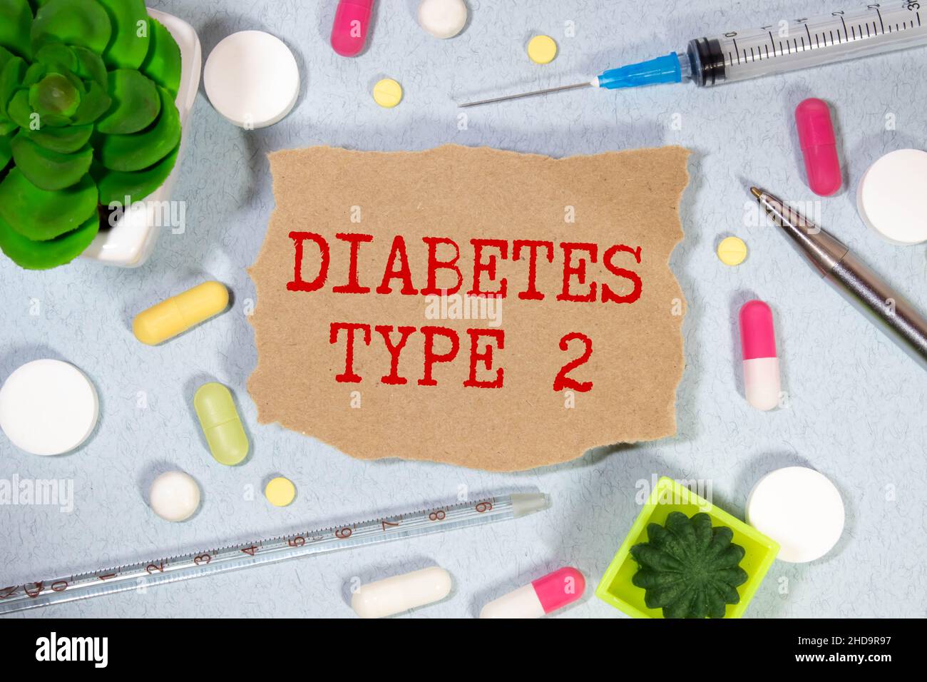 Diabetes type 2 - Diagnosis written on a white piece of paper ...