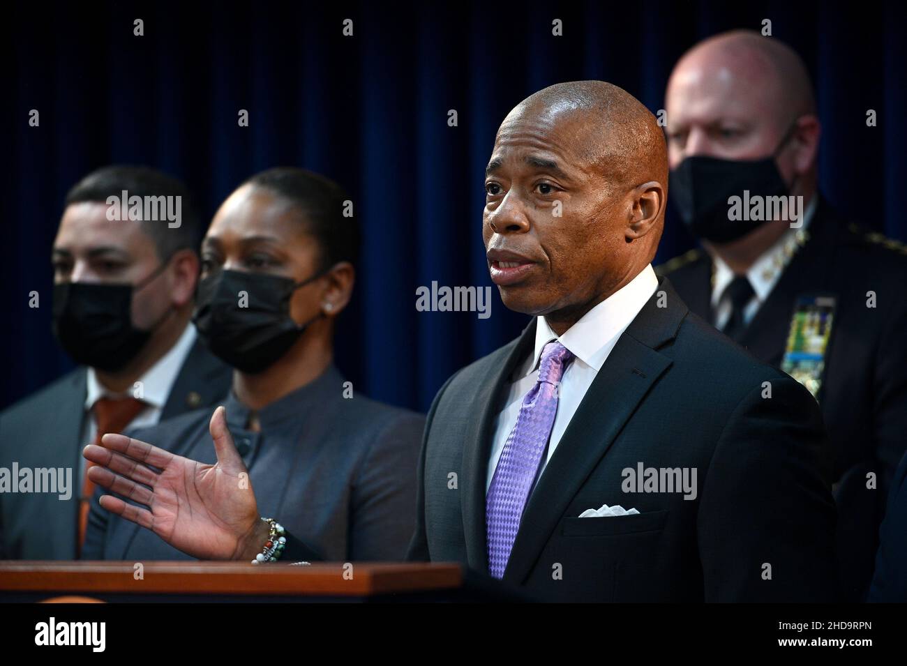 New York, USA. 04th Jan, 2022. New York City Mayor Eric Adams speaks ...