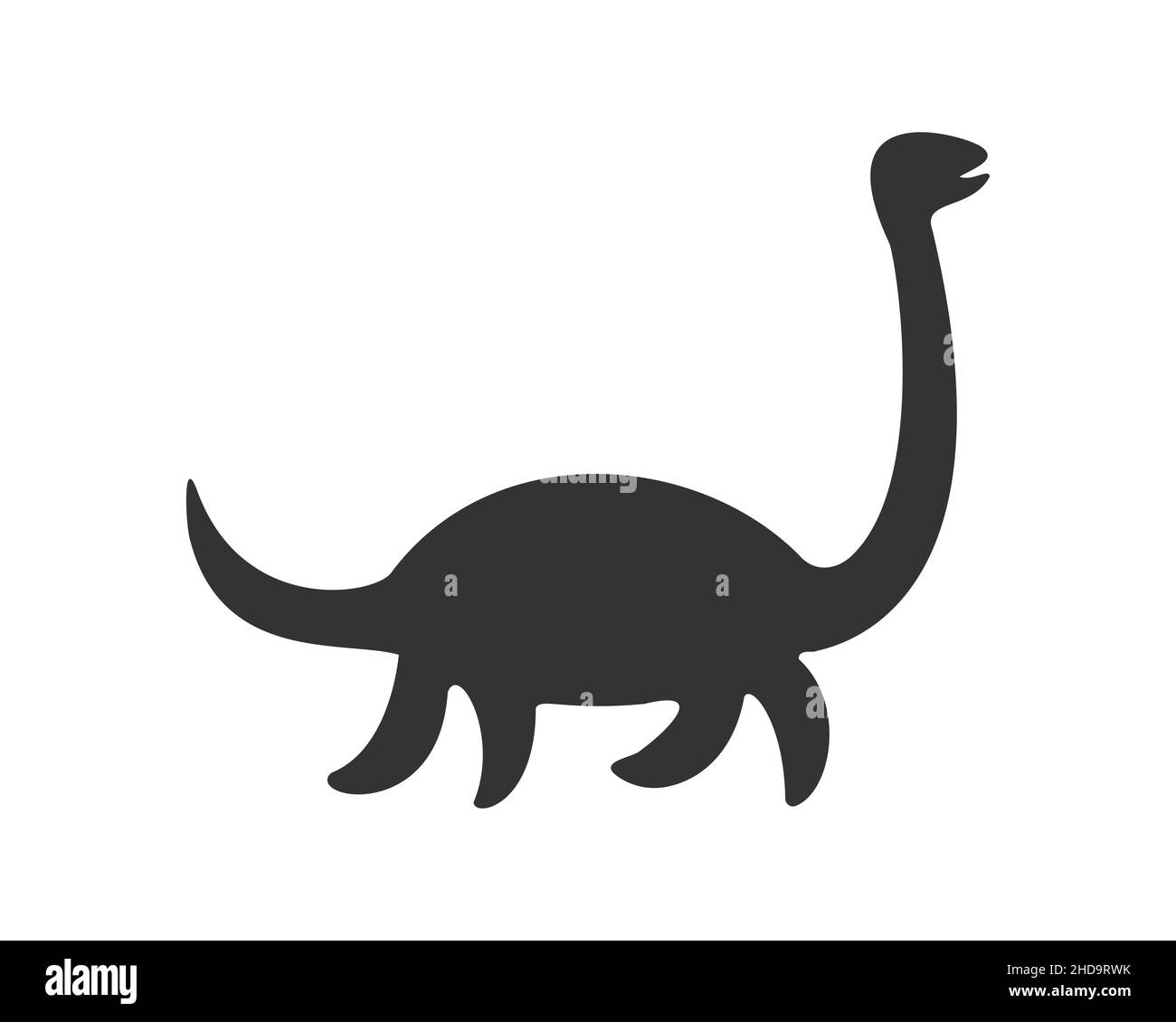 Nessie or Loch Ness monster silhouette isolated on white background ...