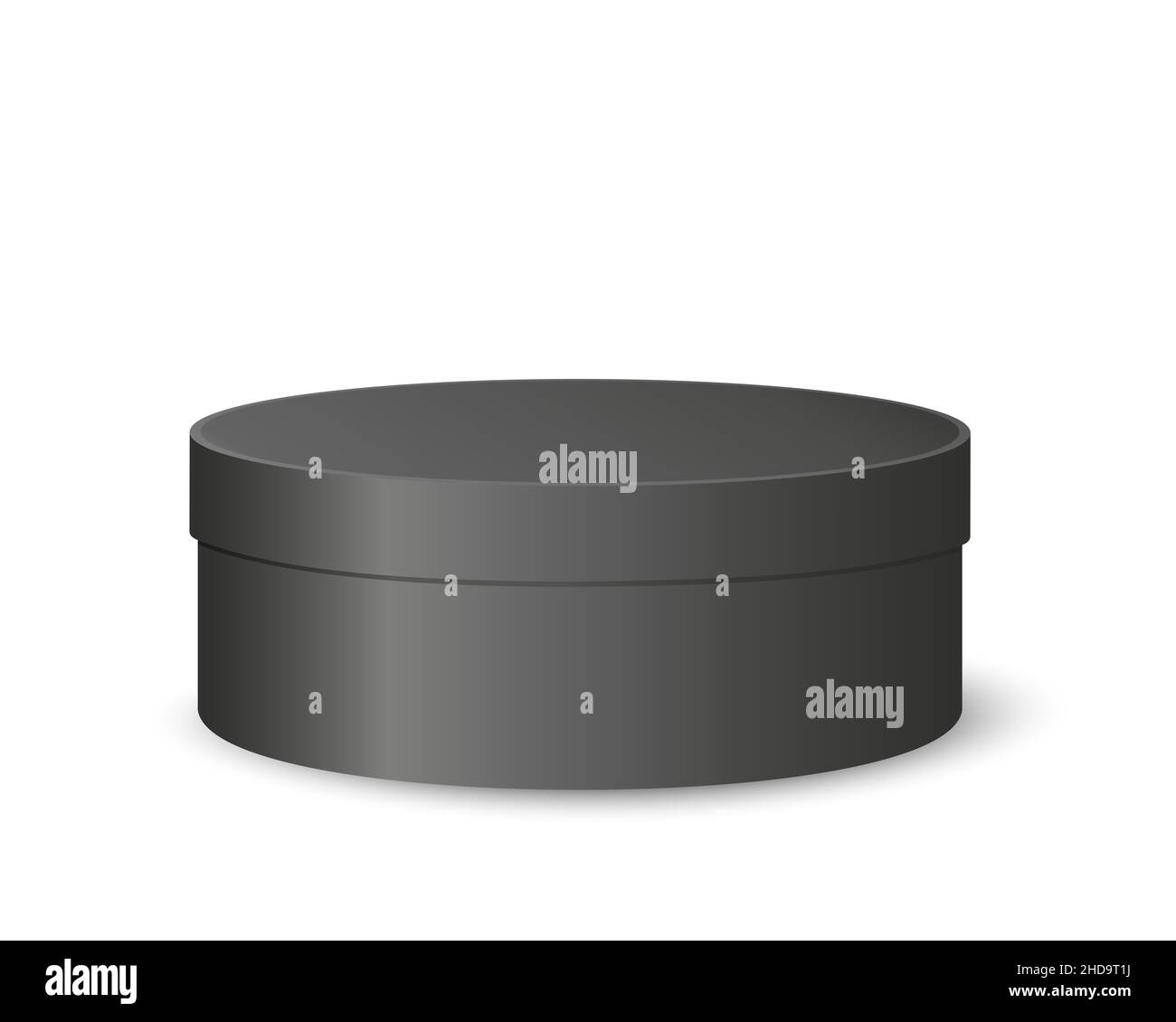 Black round box mockup. Plastic, tin or cardboard package for product ...