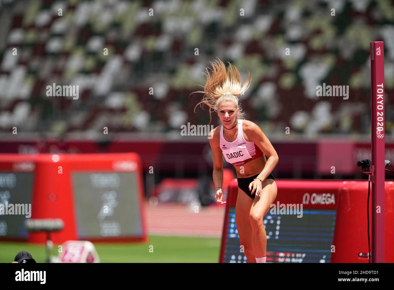 Ivona Dadic participating in the High Jump of the heptathlon at the ...