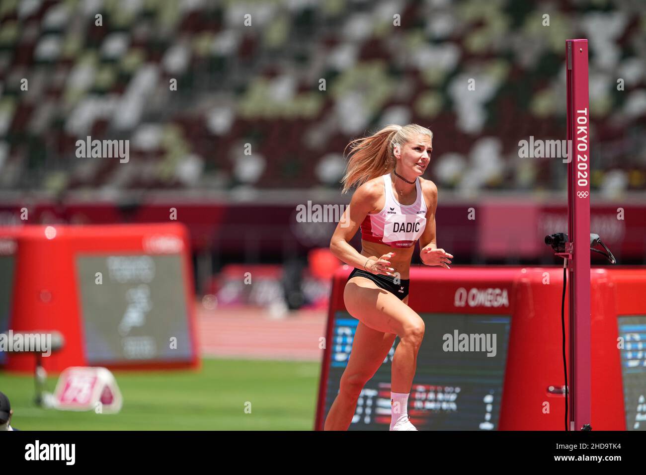 Ivona Dadic participating in the High Jump of the heptathlon at the ...