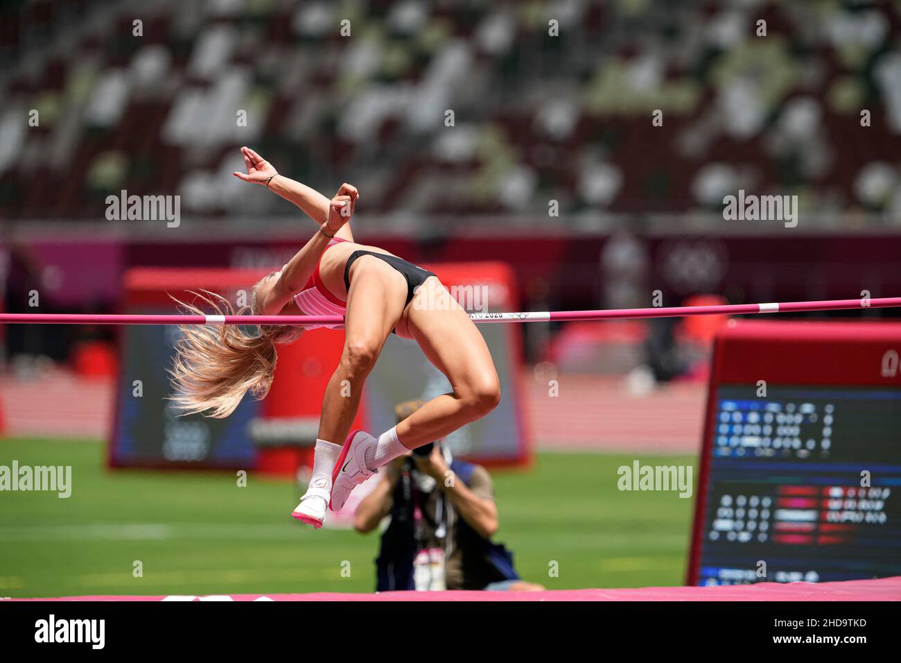 Ivona Dadic participating in the High Jump of the heptathlon at the ...