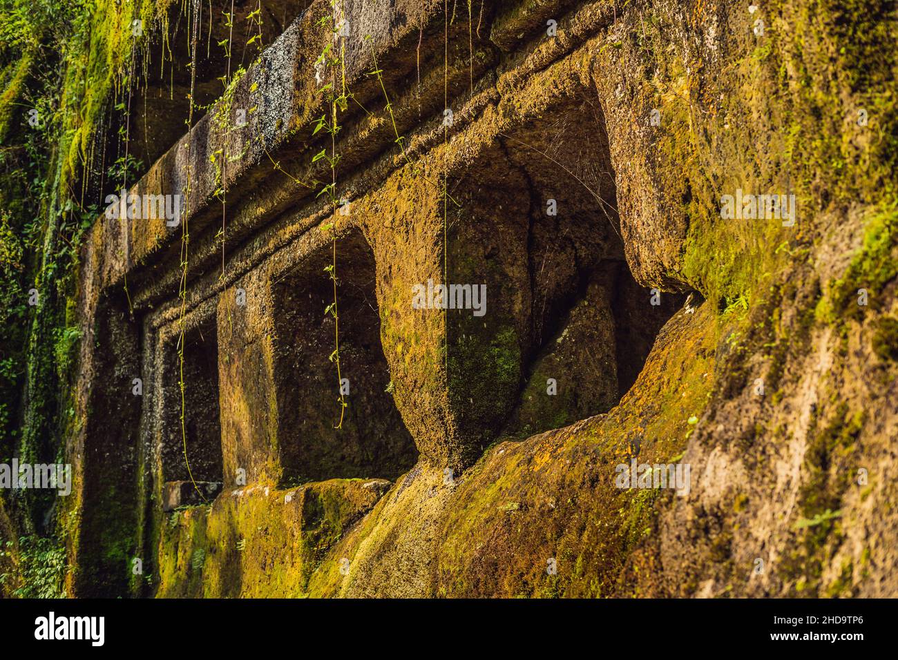 Gunung Kawi. Ancient carved in the stone temple with royal tombs. Bali ...