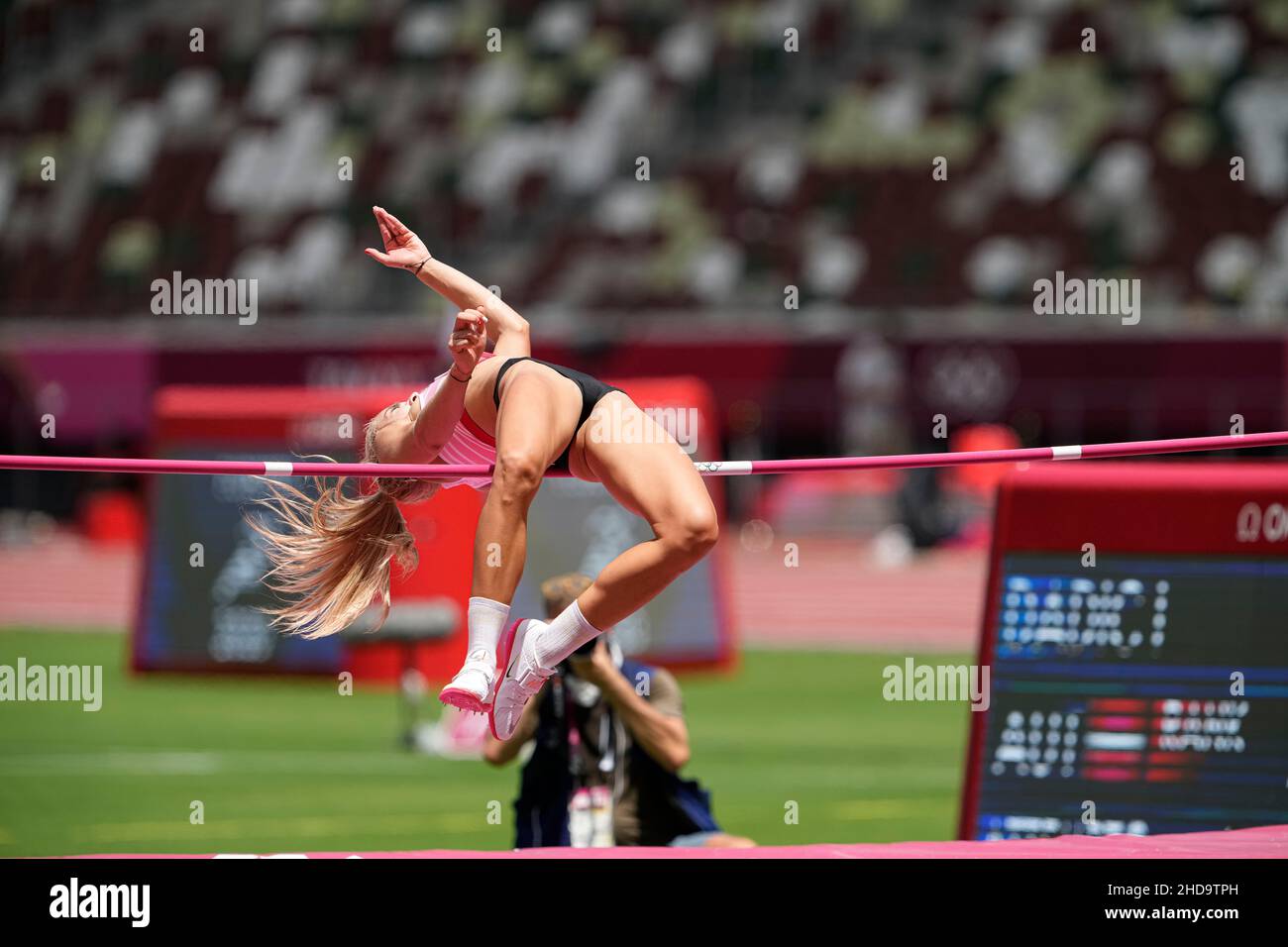 Ivona Dadic participating in the High Jump of the heptathlon at the ...