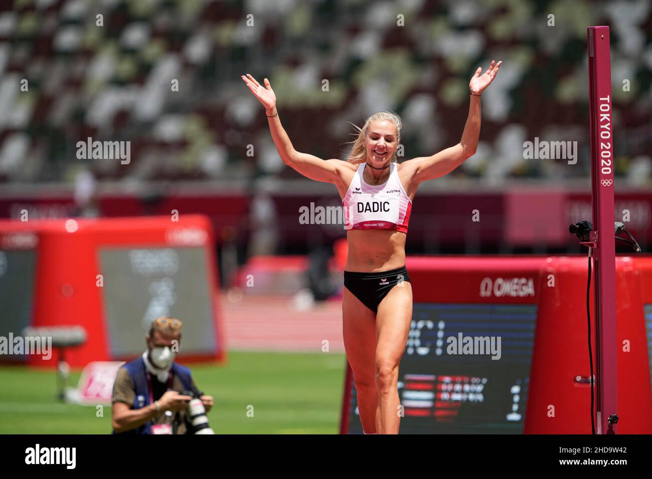 Ivona Dadic participating in the High Jump of the heptathlon at the ...