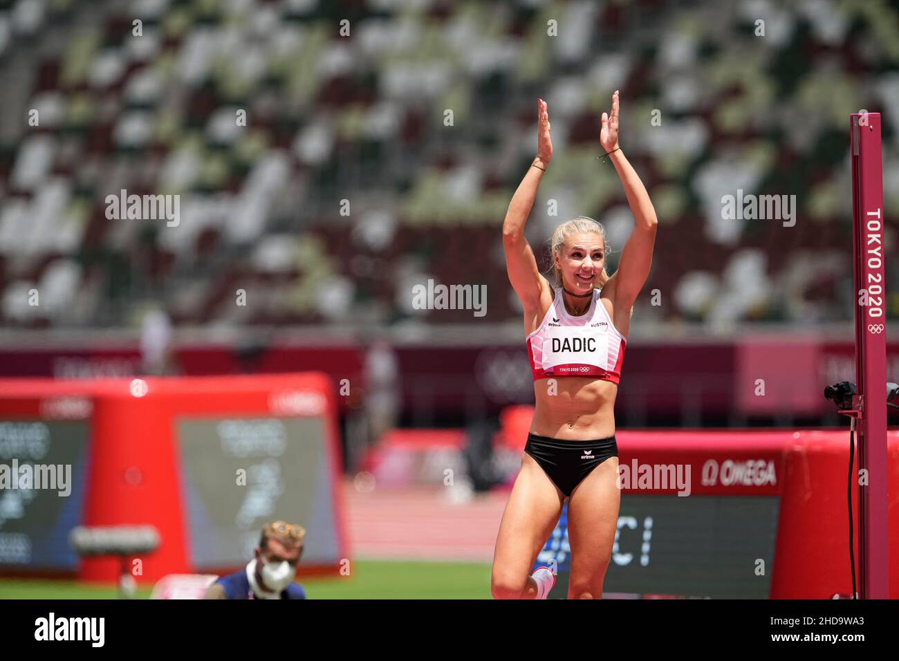 Ivona Dadic participating in the High Jump of the heptathlon at the ...