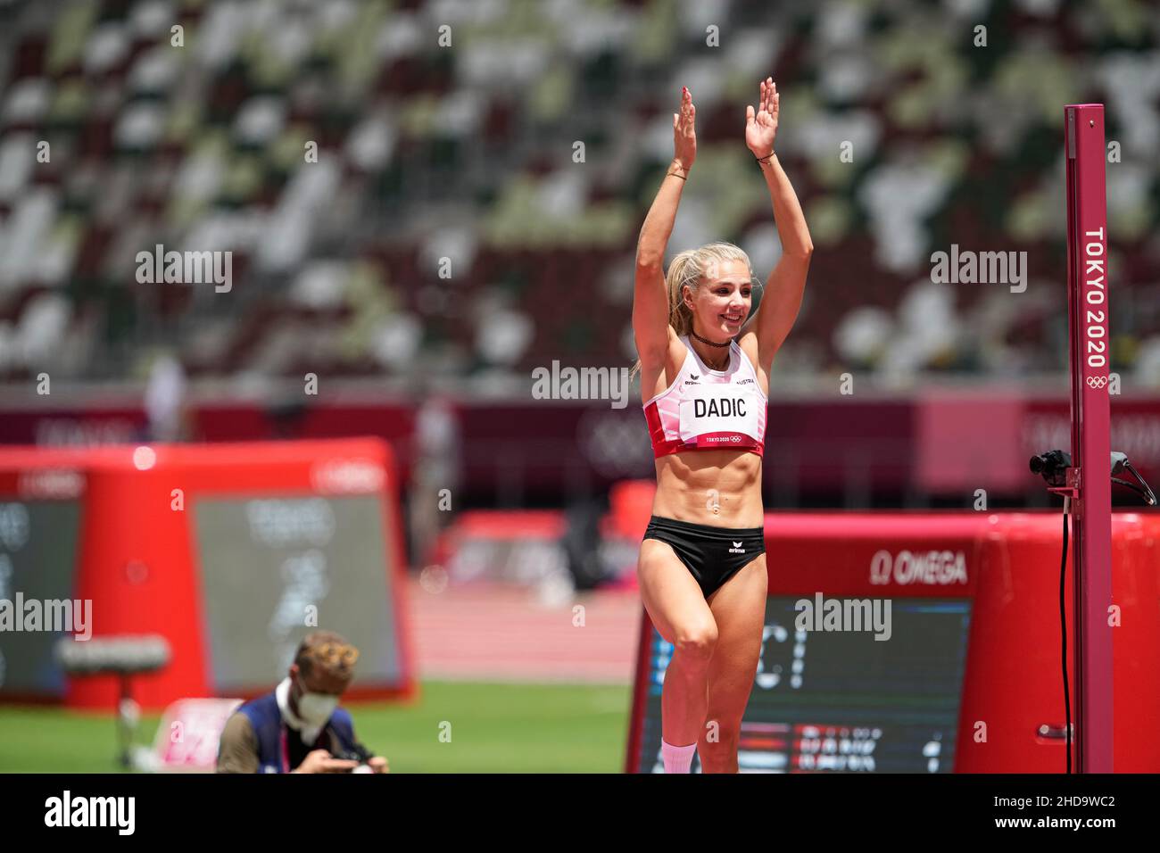 Ivona Dadic participating in the High Jump of the heptathlon at the ...