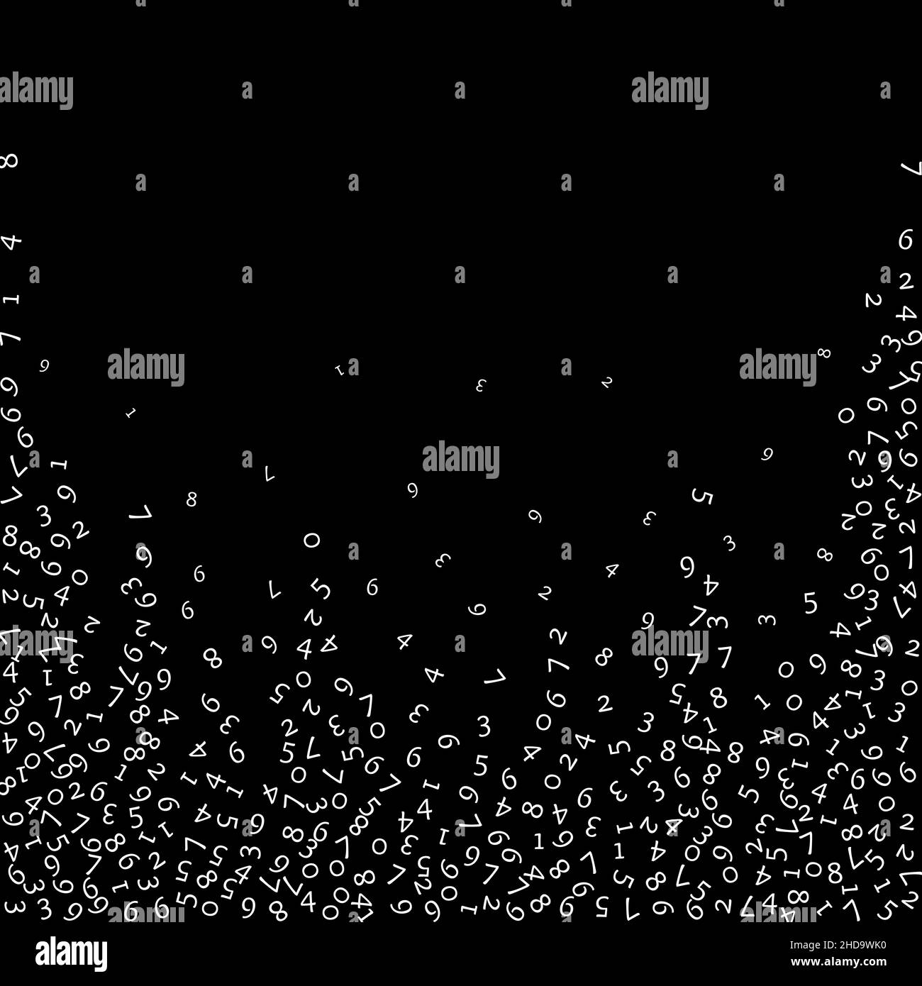 Falling numbers, big data concept. Binary white random flying digits ...