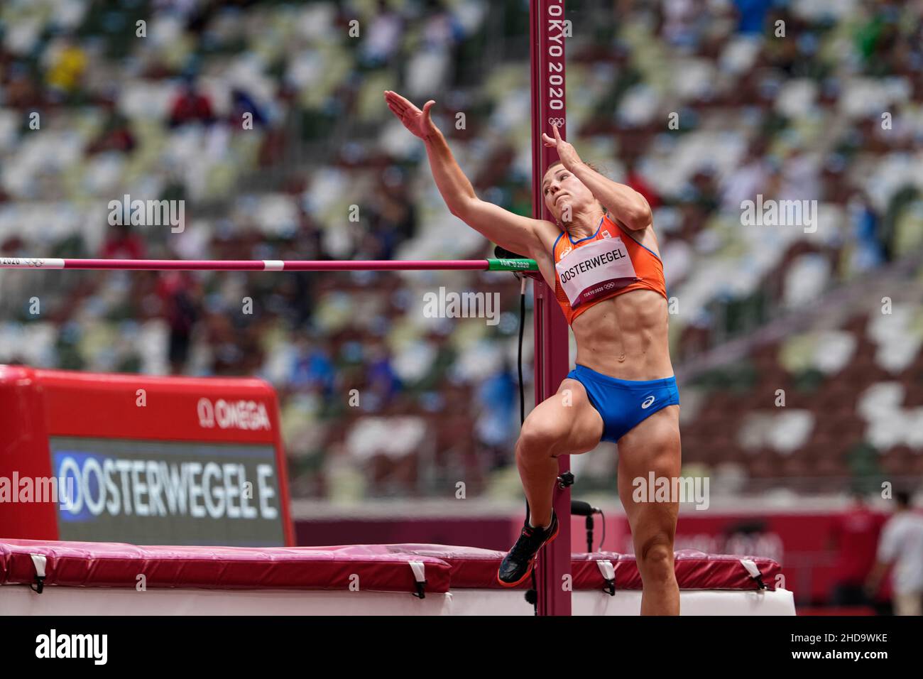 Emma Oosterwegel participating in the High Jump of the heptathlon at ...