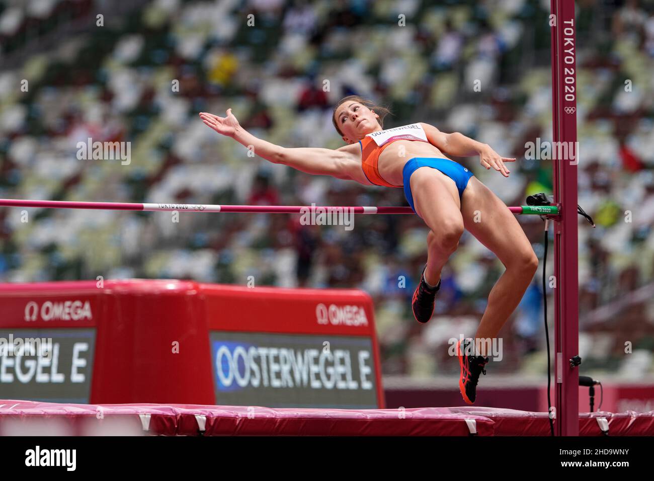 Emma Oosterwegel participating in the High Jump of the heptathlon at ...