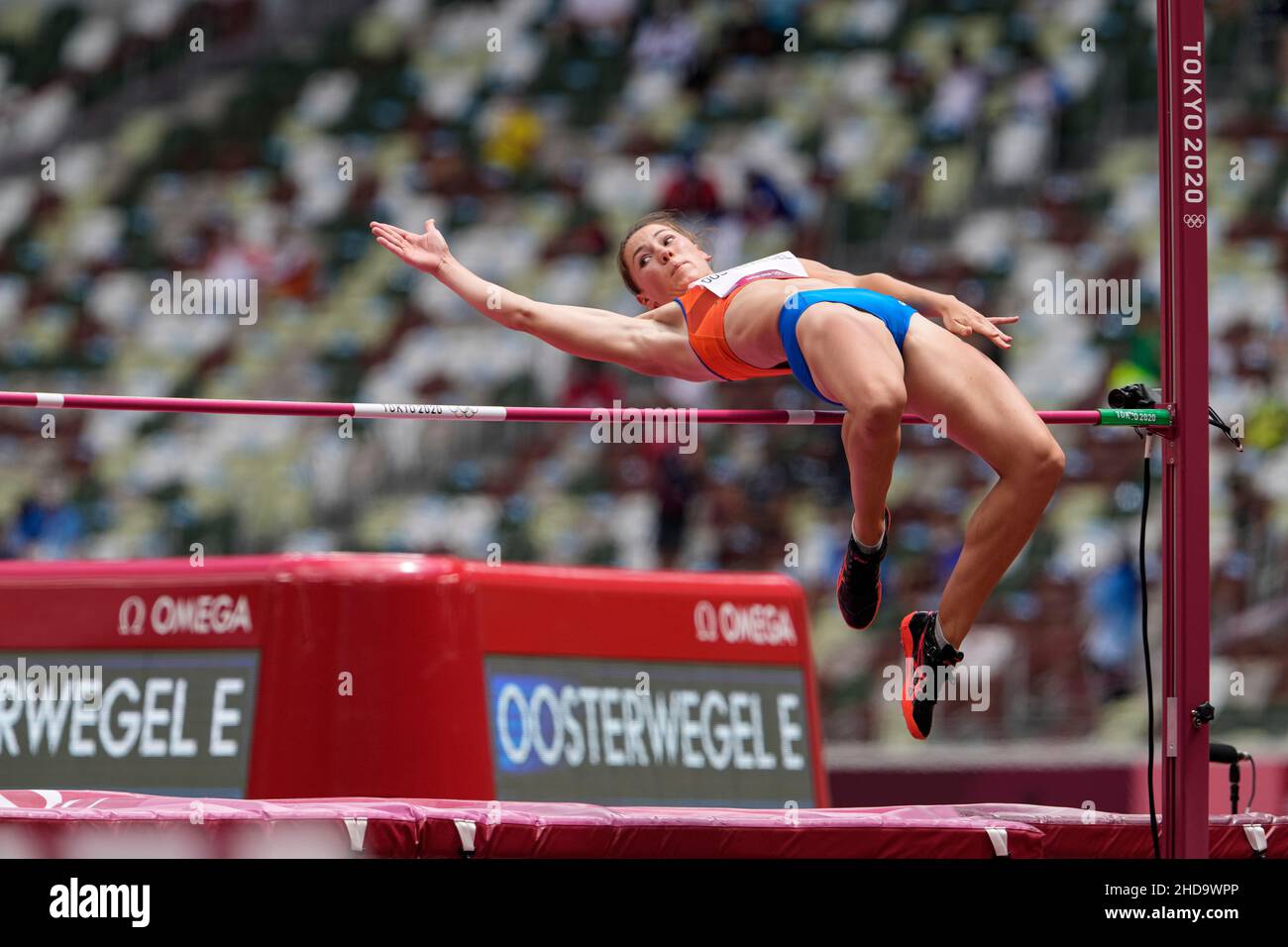 Emma Oosterwegel participating in the High Jump of the heptathlon at ...