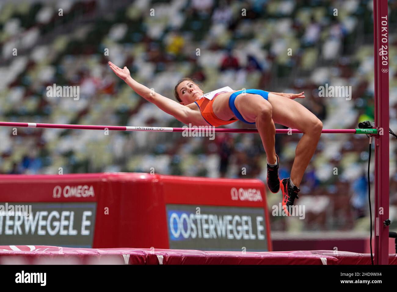 Emma Oosterwegel participating in the High Jump of the heptathlon at ...