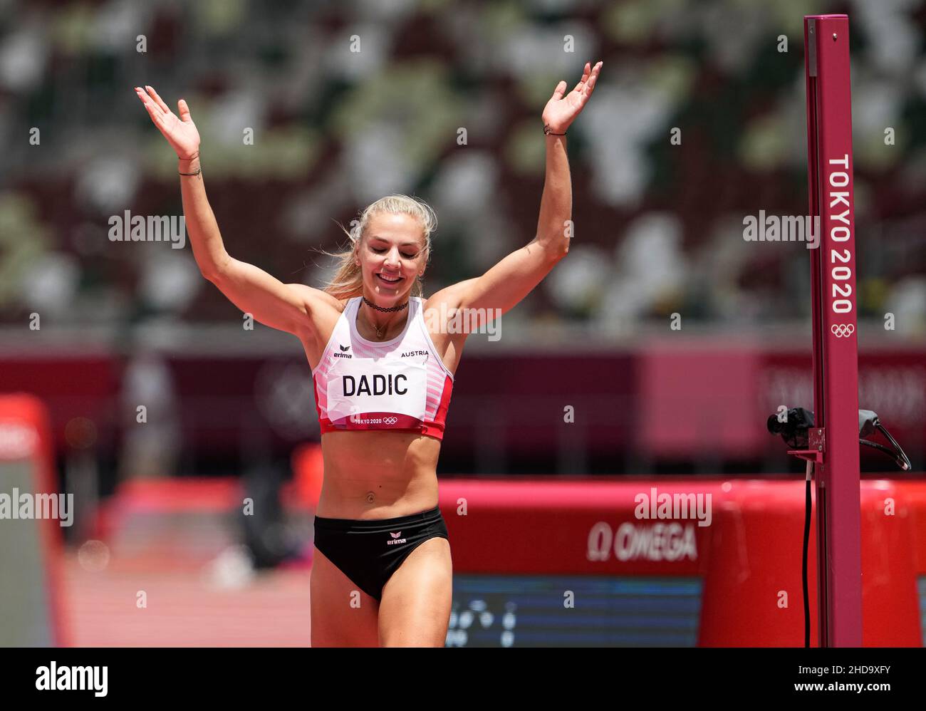Ivona Dadic participating in the High Jump of the heptathlon at the ...