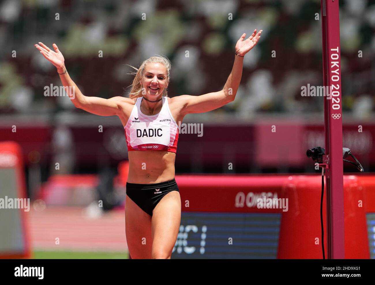 Ivona Dadic participating in the High Jump of the heptathlon at the ...