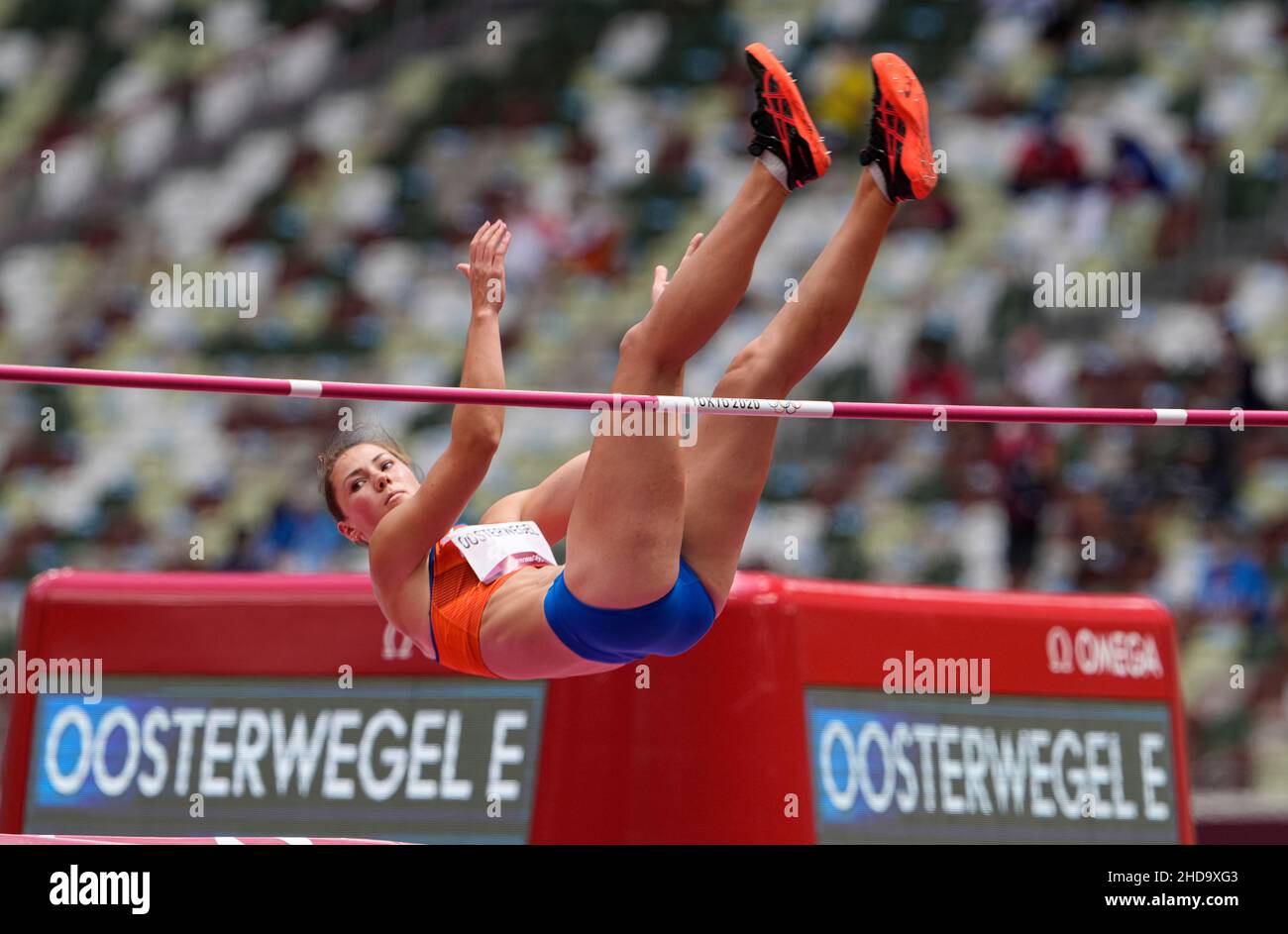Emma Oosterwegel participating in the High Jump of the heptathlon at ...