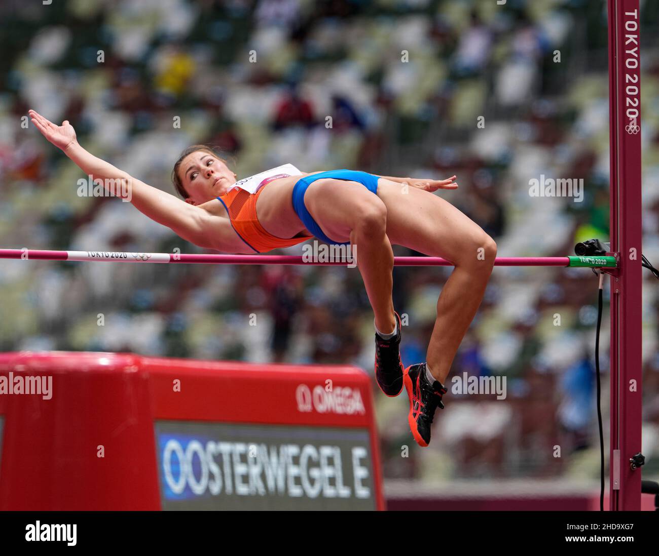 Emma Oosterwegel participating in the High Jump of the heptathlon at ...