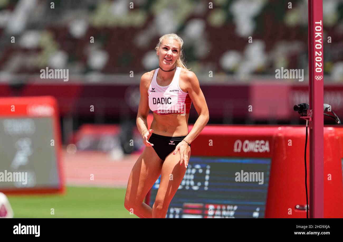 Ivona Dadic participating in the High Jump of the heptathlon at the ...