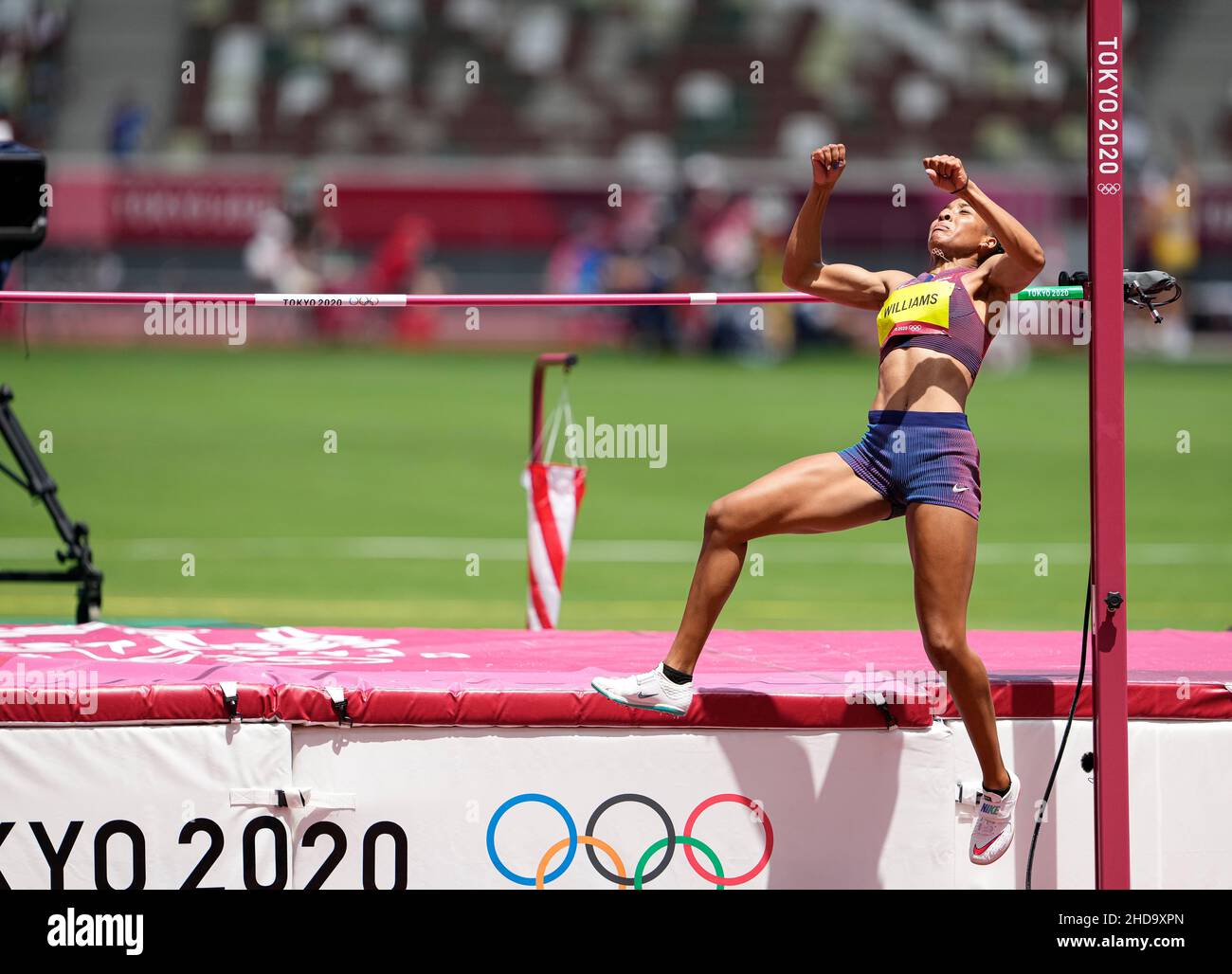 Kendell Williams participating in the High Jump of the heptathlon at ...