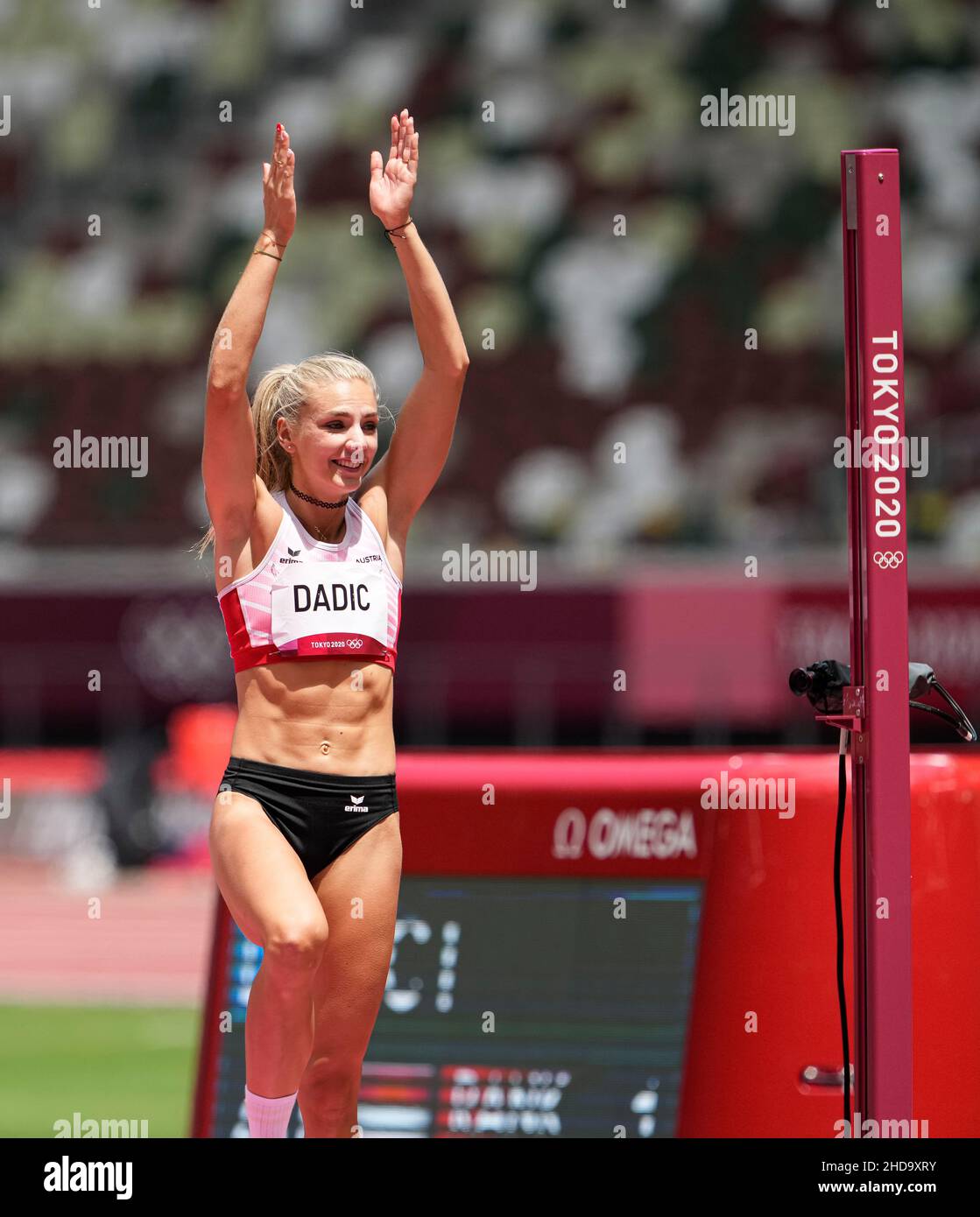 Ivona Dadic participating in the High Jump of the heptathlon at the ...