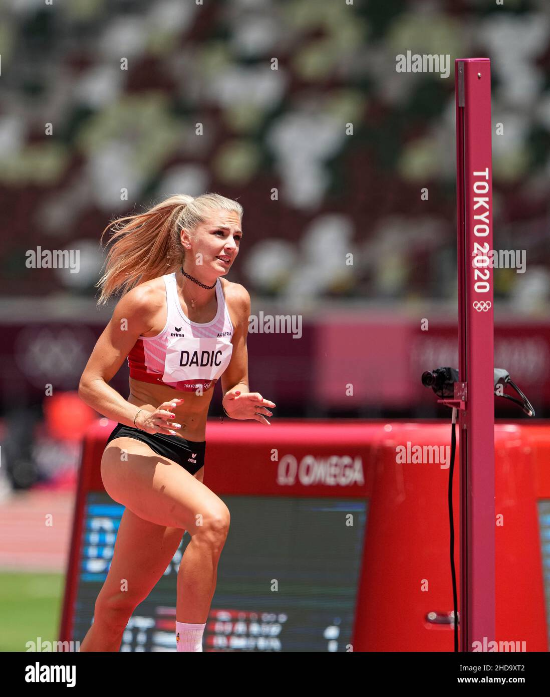 Ivona Dadic participating in the High Jump of the heptathlon at the ...