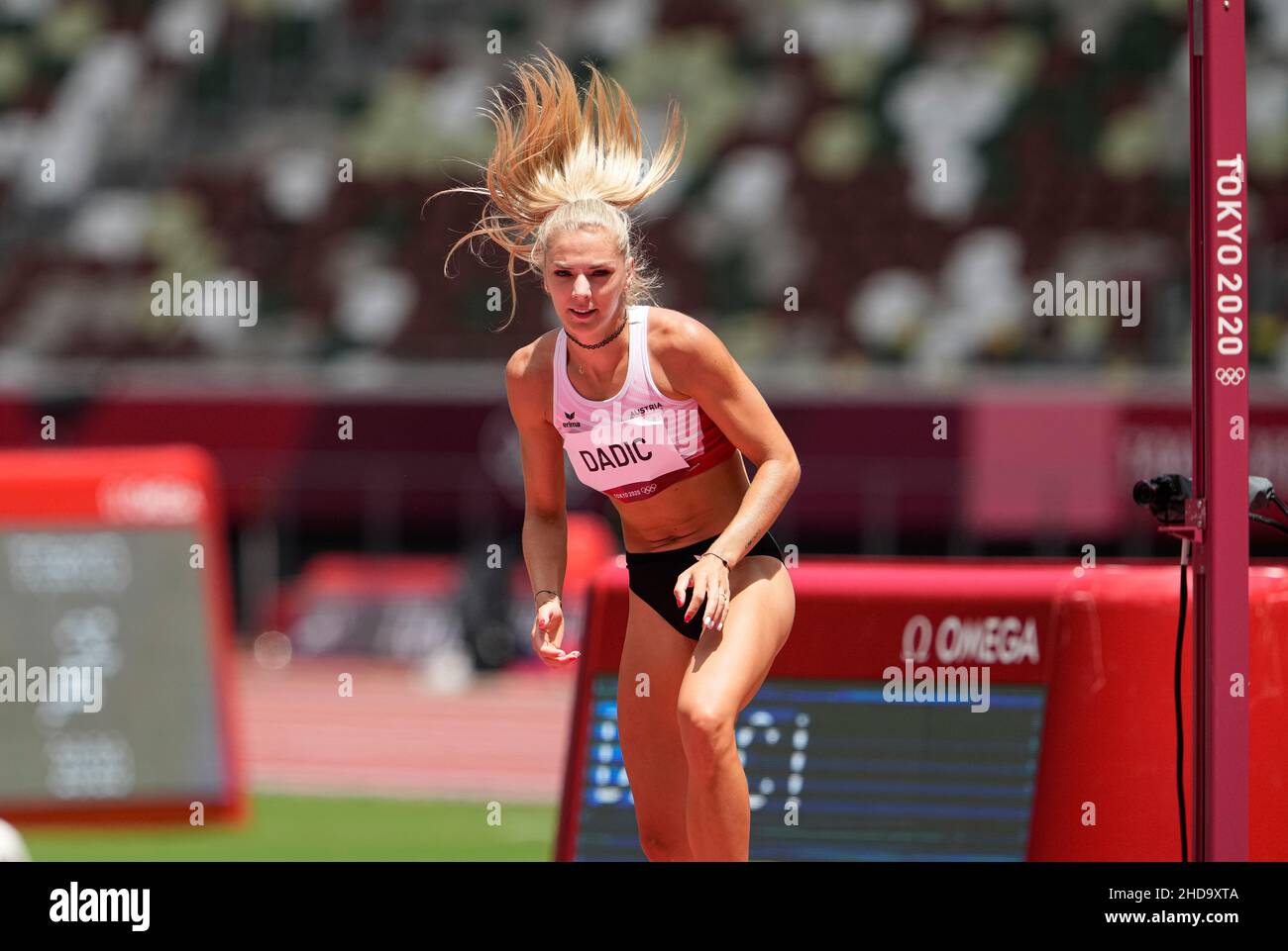 Ivona Dadic participating in the High Jump of the heptathlon at the ...