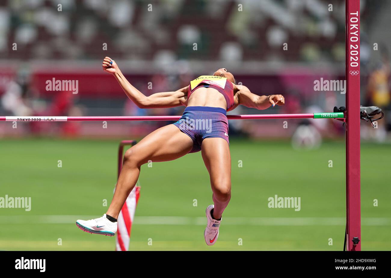 Kendell Williams participating in the High Jump of the heptathlon at ...