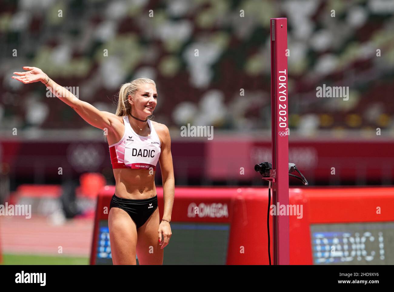 Ivona Dadic participating in the High Jump of the heptathlon at the ...