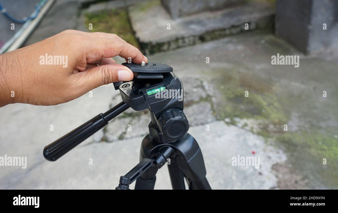 Close up part of camera tripod Stock Photo - Alamy