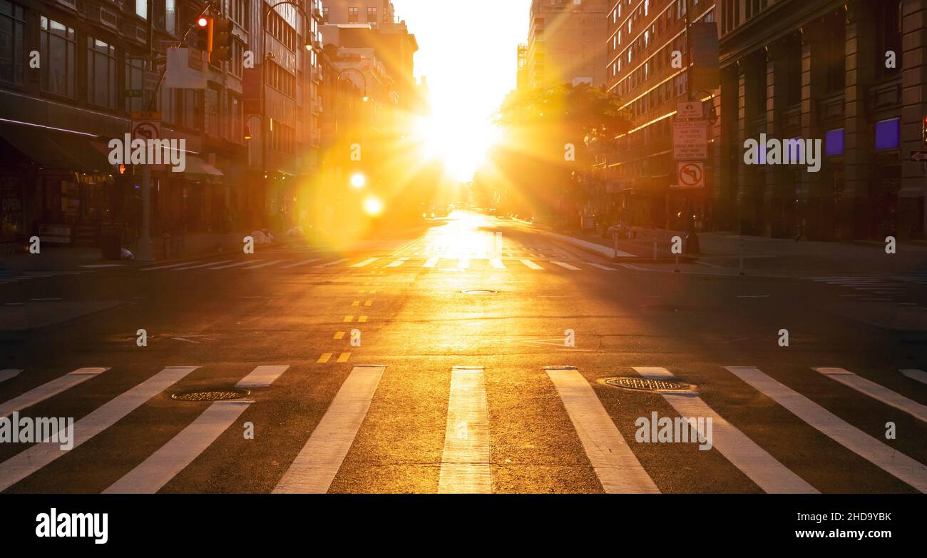 Empty street scene with no people at an intersection on 5th Avenue in ...