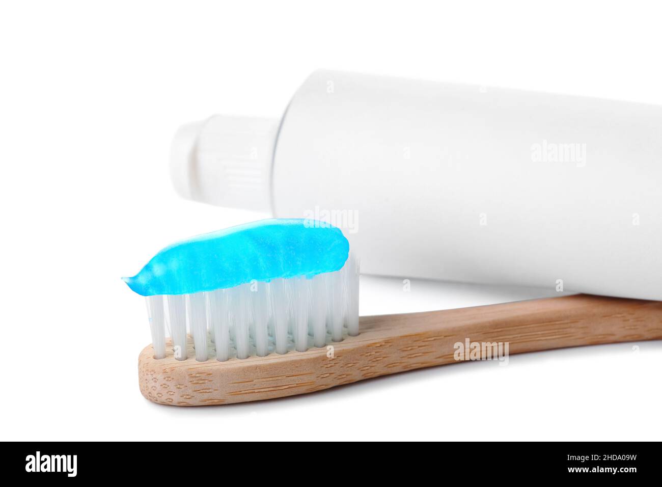 Tooth brush and paste on white background, closeup Stock Photo - Alamy