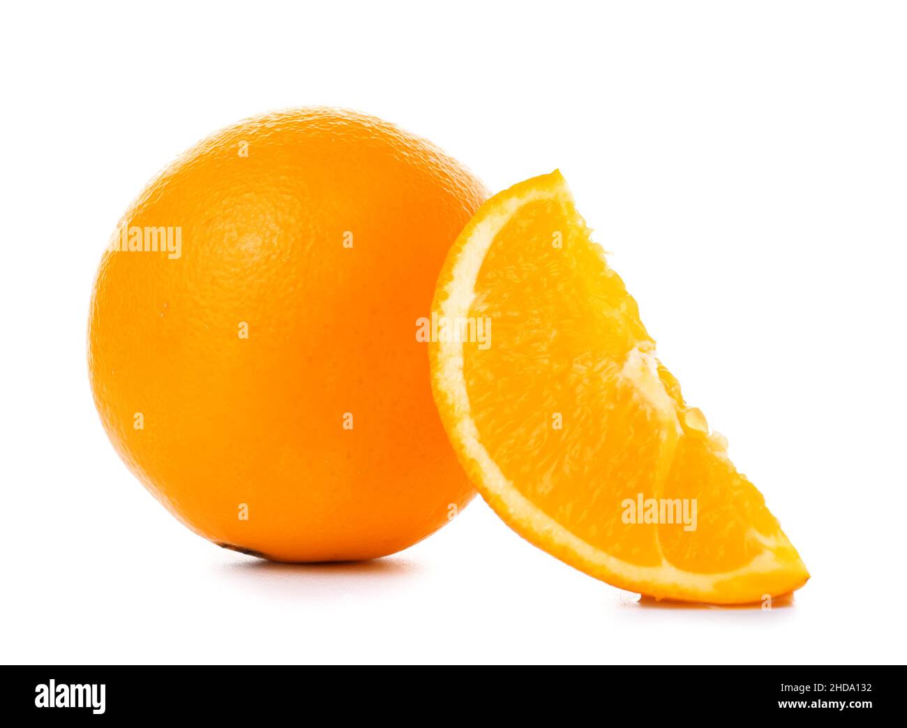 Fresh cut orange on white background Stock Photo - Alamy