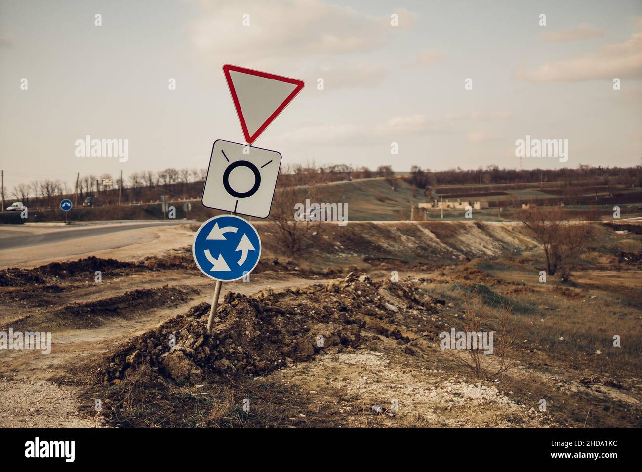 Bent warning sign hi-res stock photography and images - Alamy