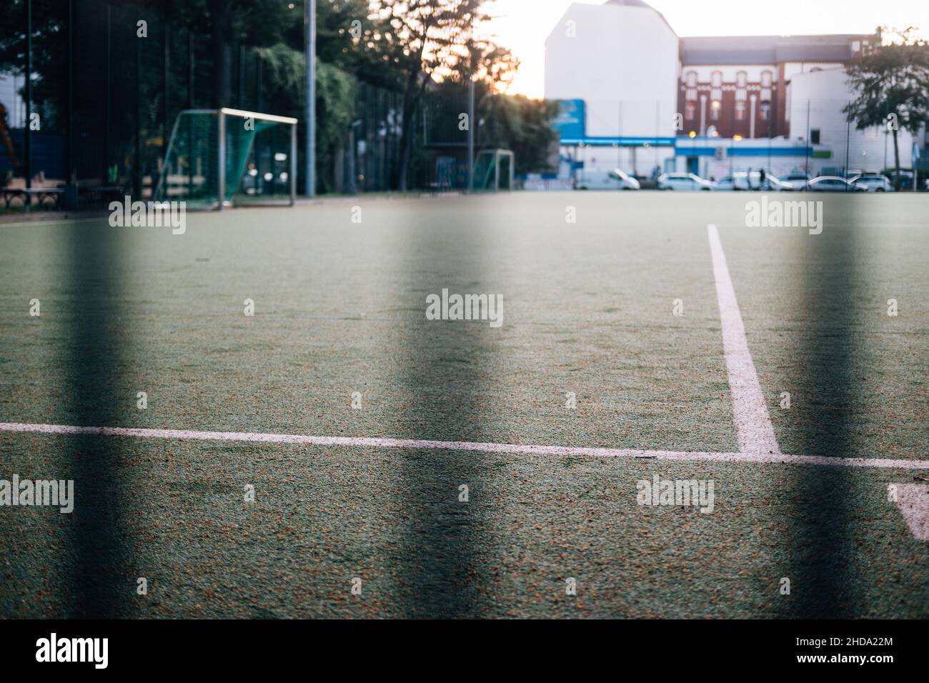 Closeup shot of the lines on the ground of football field Stock Photo ...