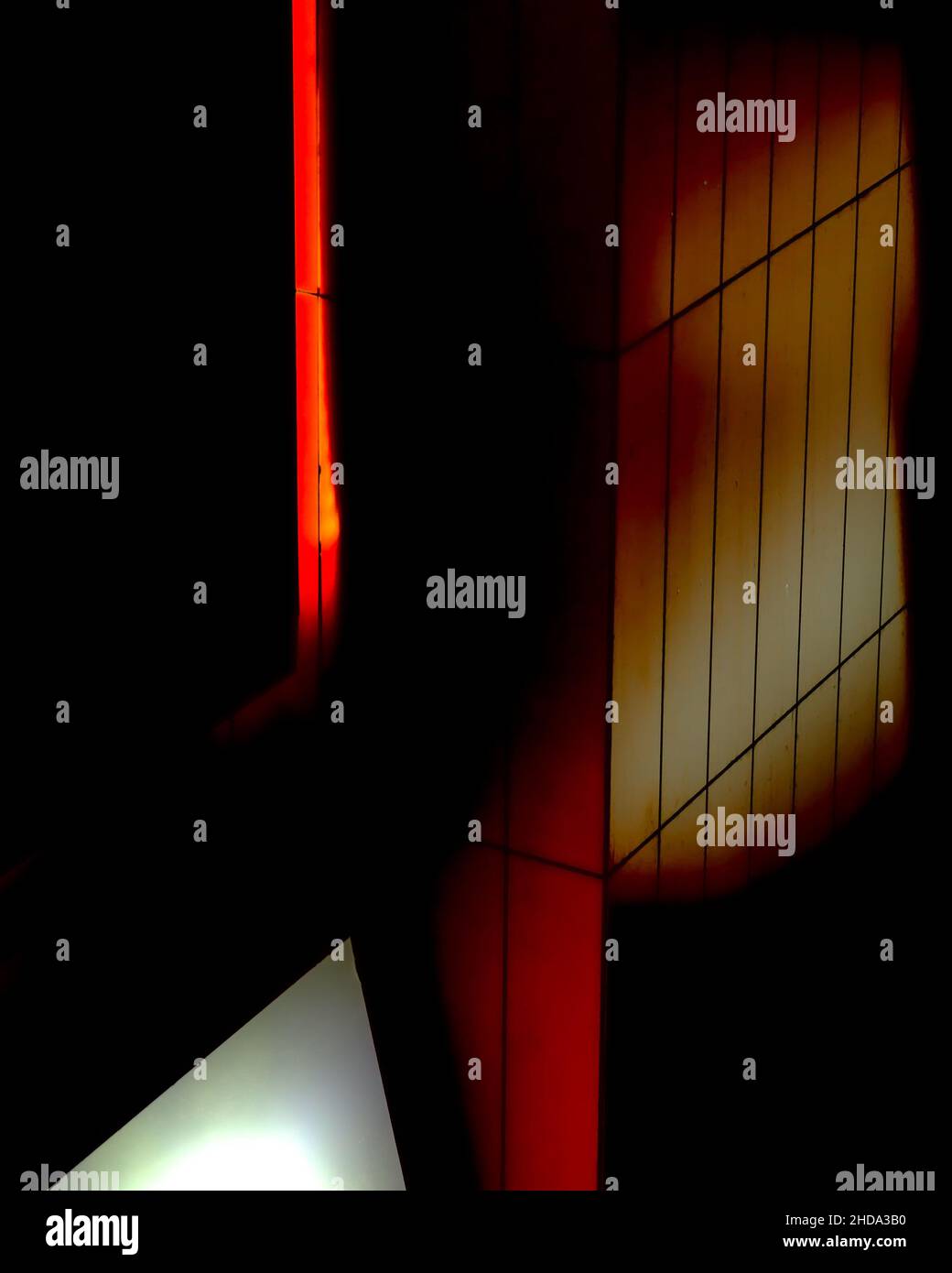 An abstract geometric structure with gold and red coloring Stock Photo ...