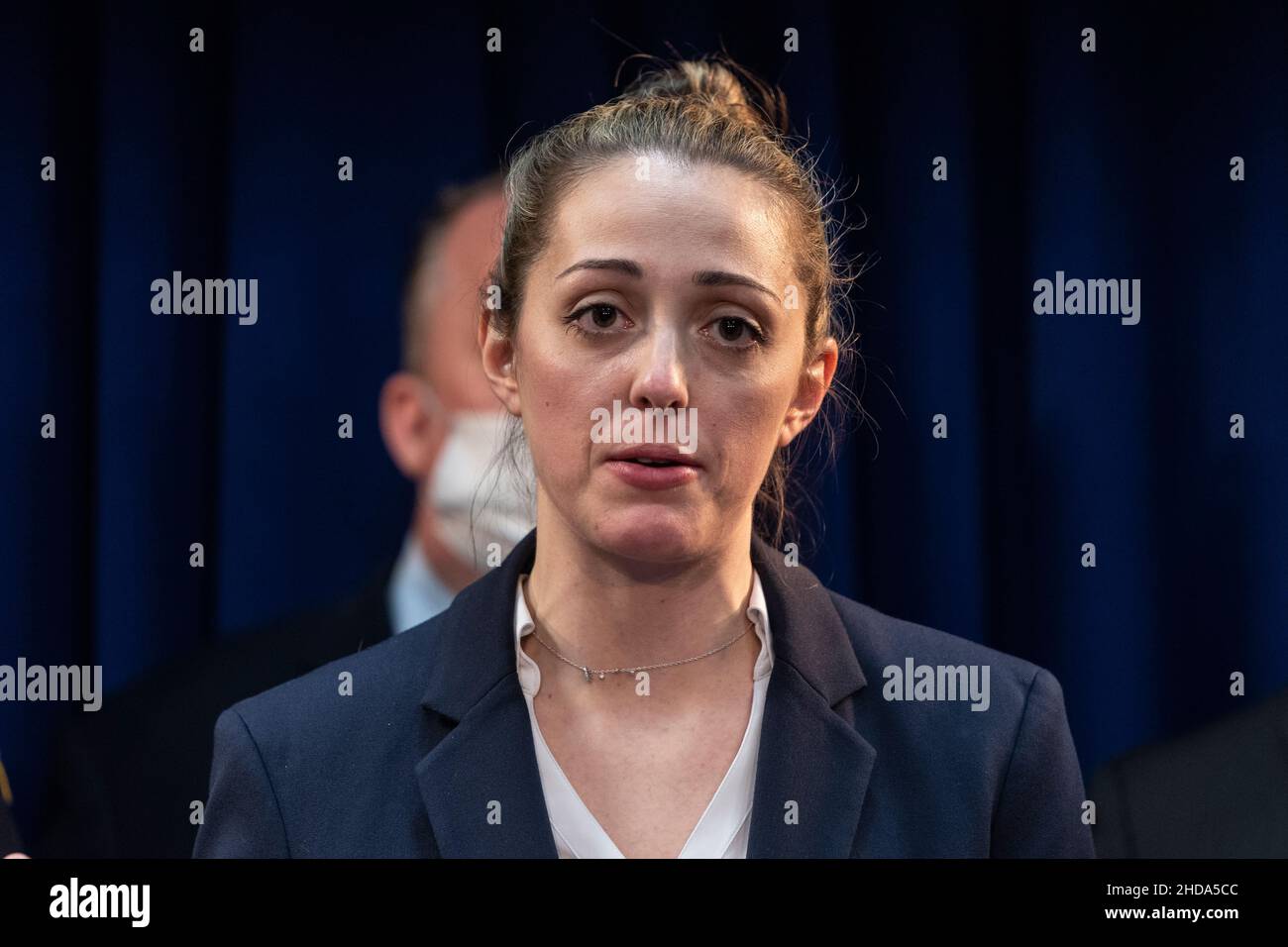 New York, NY - January 4, 2022: Captain Rachael Kosak speaks during ...