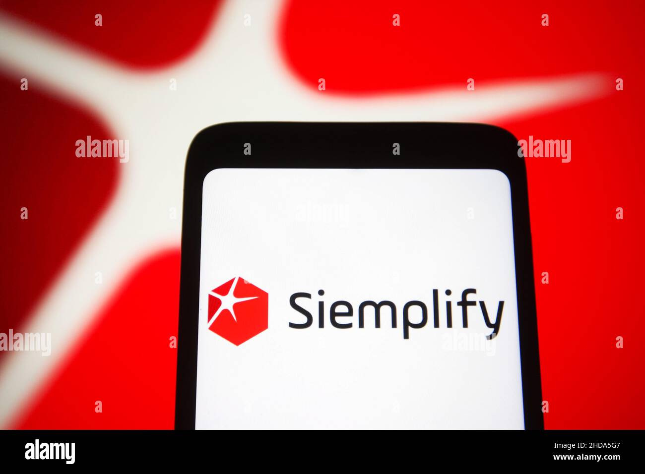 In this photo illustration, a Siemplify logo of a cloud-native SOAR ...