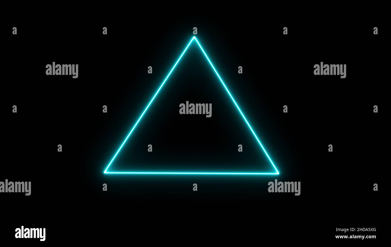 Empty triangle frame with electric power border glowing, burning flame ...